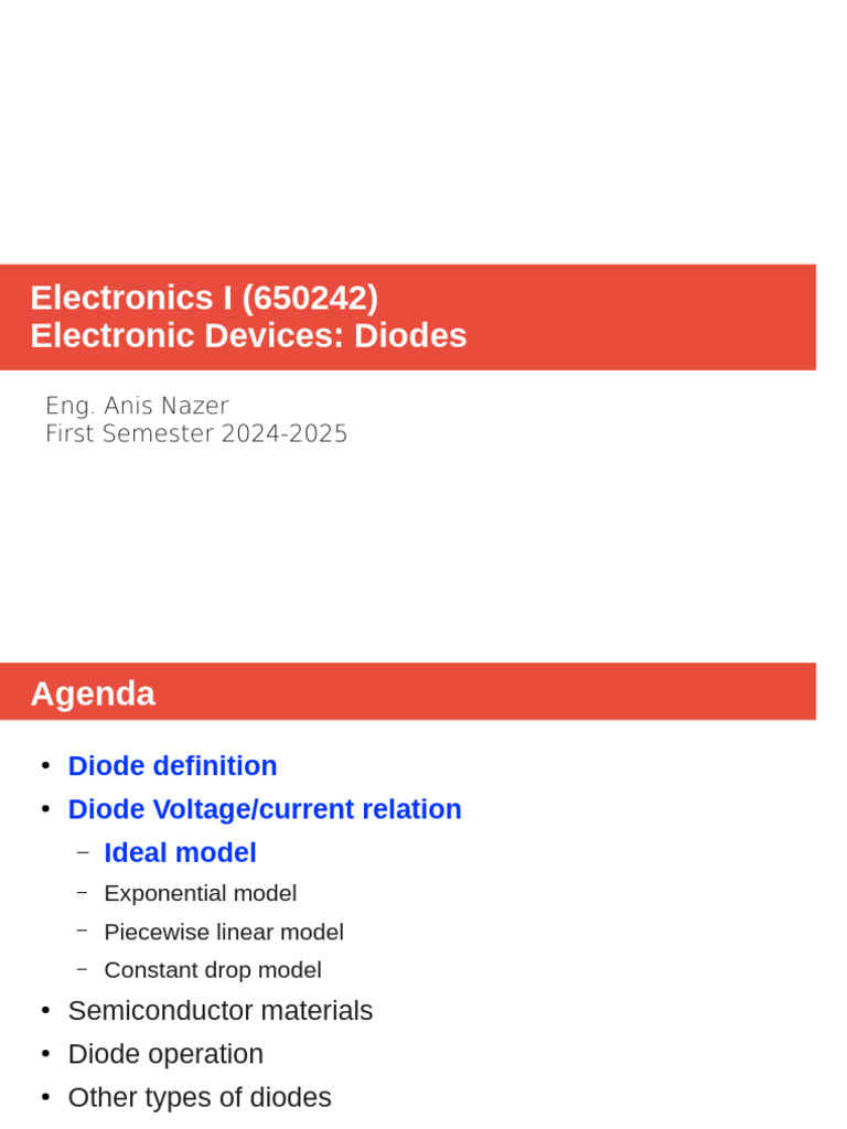02 01 Diodes Ideal Model | PDF | Diode | P–N Junction