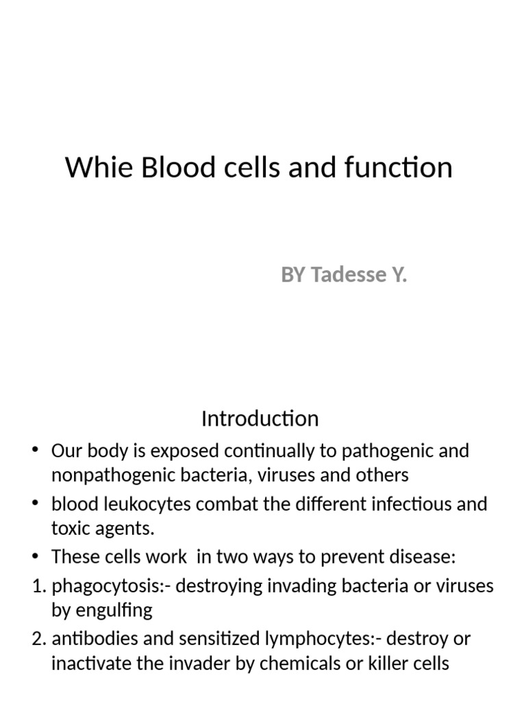 White Blood Cells and Immune Functions | PDF | White Blood Cell ...