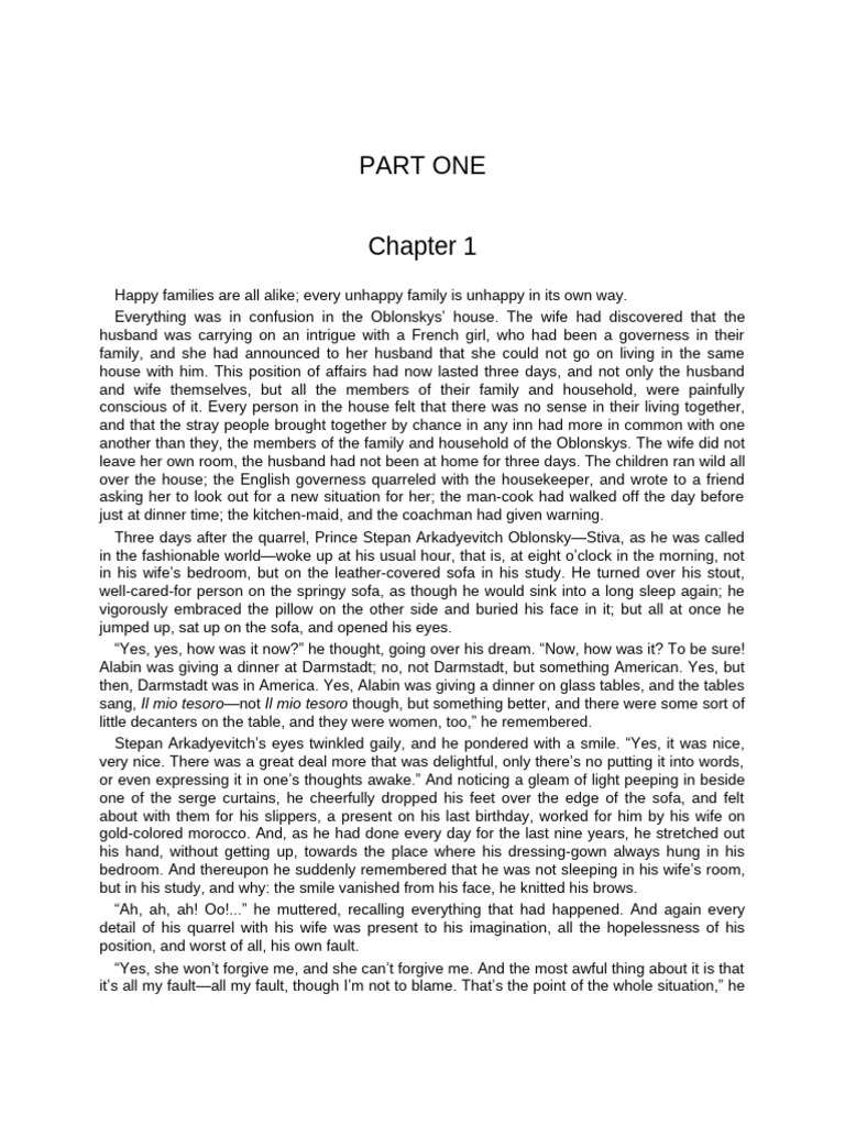 PART ONE_Chapter 1-5 Anna Karenina | PDF