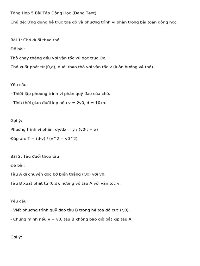 Dong Hoc Bai Tap Tong Hop Text | PDF