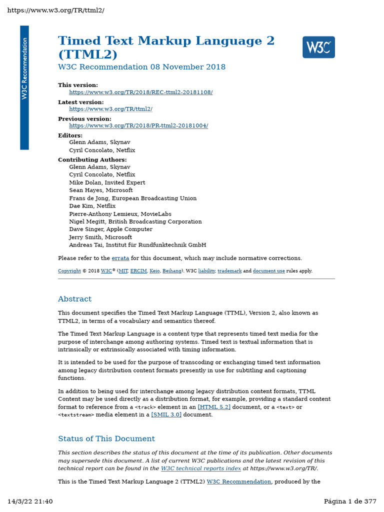 Timed Text Markup Language 2 | PDF | Xml Schema | Html