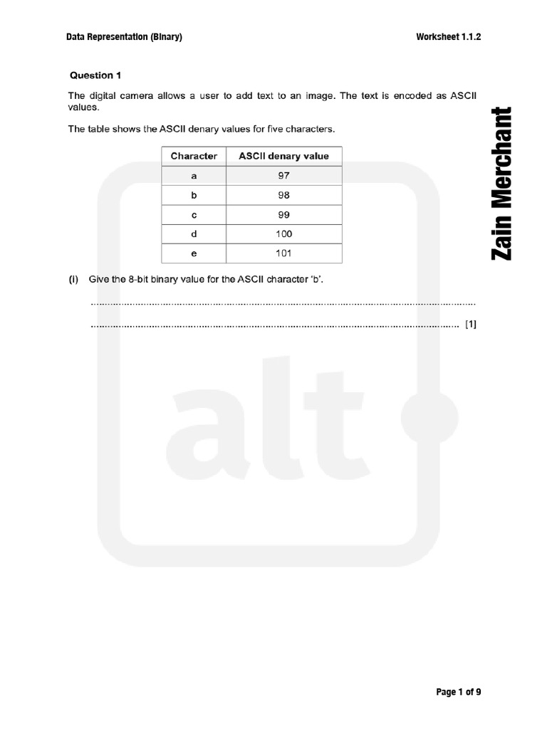 1-As Information Representation Worksheet 2 | PDF