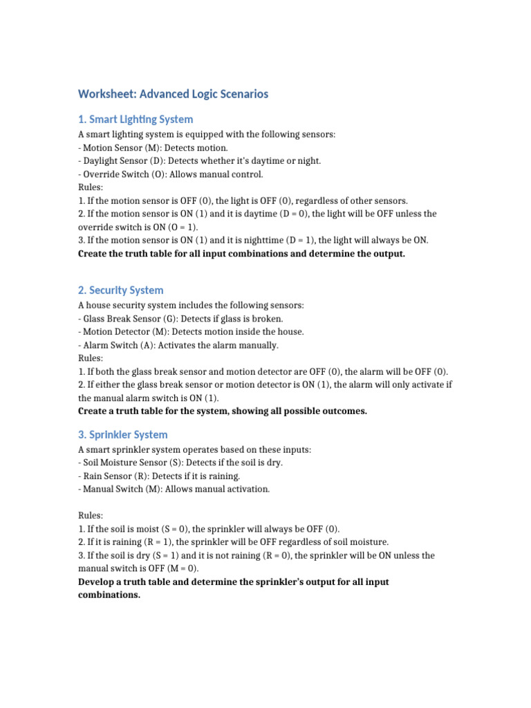 Logic Gates Worksheet Final | PDF | Sensor | Tools