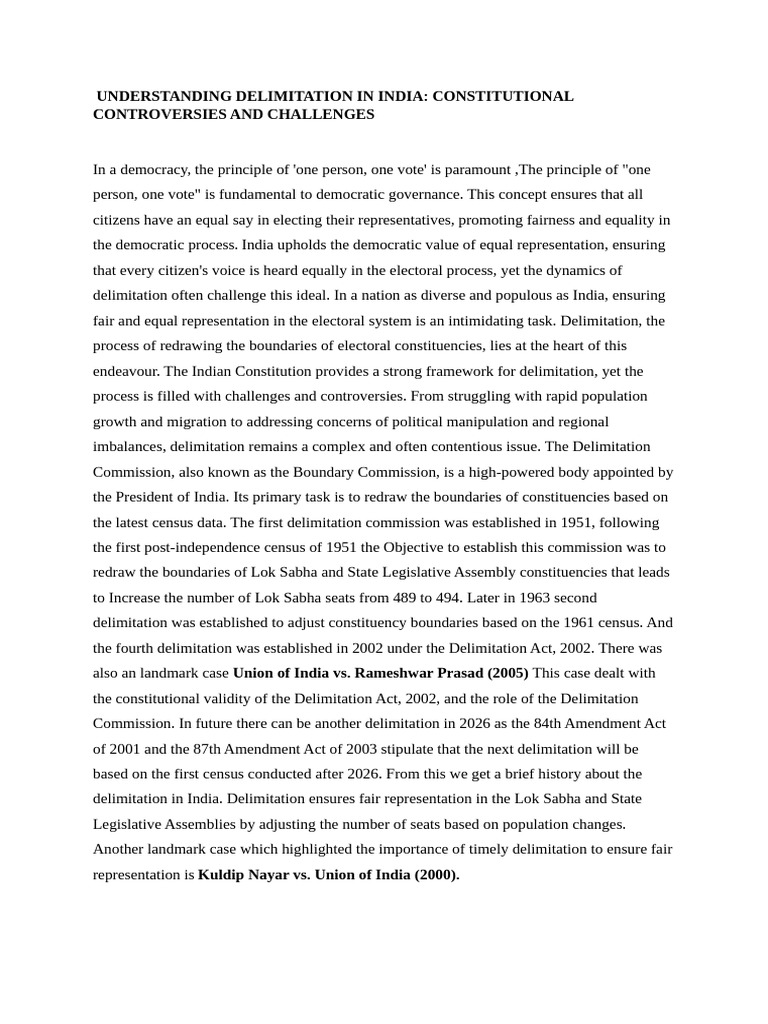 Understanding Delimitation in India | PDF | Justice | Crime & Violence
