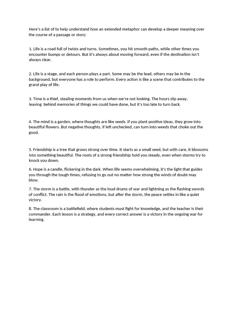 Creative Writing - Extended Metaphors | PDF