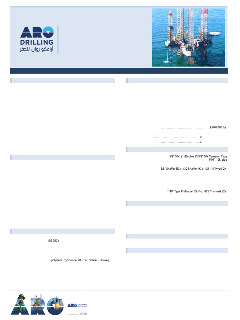 ARO Drilling - Charles Rowan - Rig Specification (Rev.00!01!08-2019) | PDF