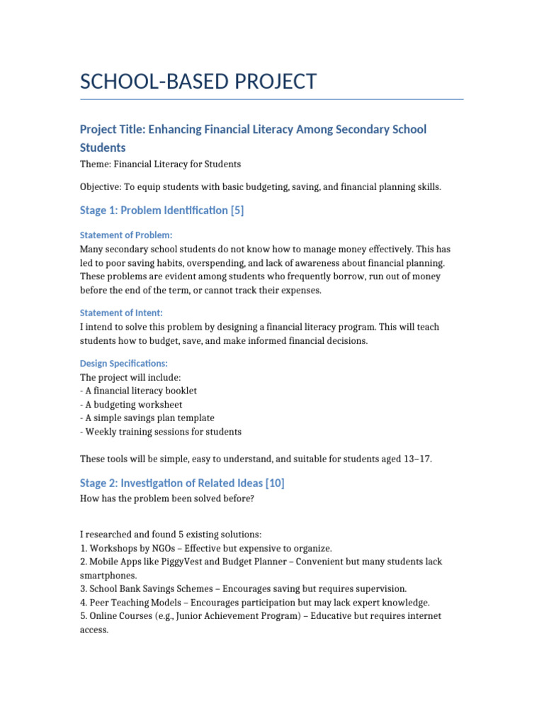 Enhancing Financial Literacy in Schools | PDF | Financial Literacy ...
