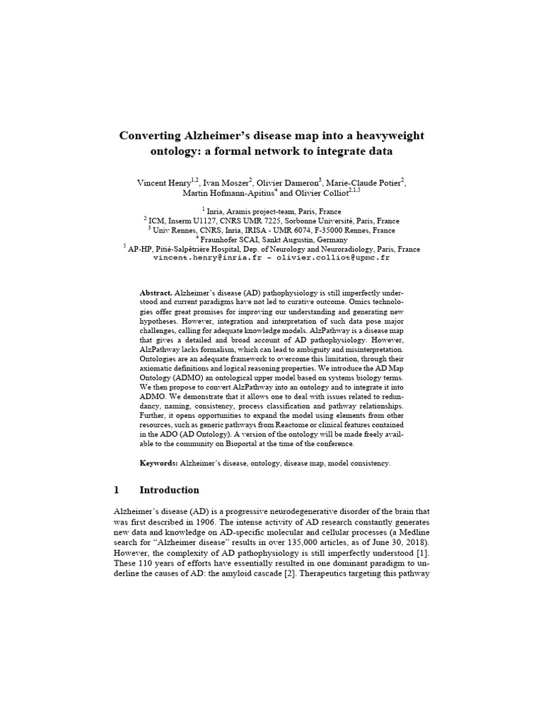Converting Alzei Disease Map Into A Heavy Weight Ontology | PDF | Resource Description Framework ...