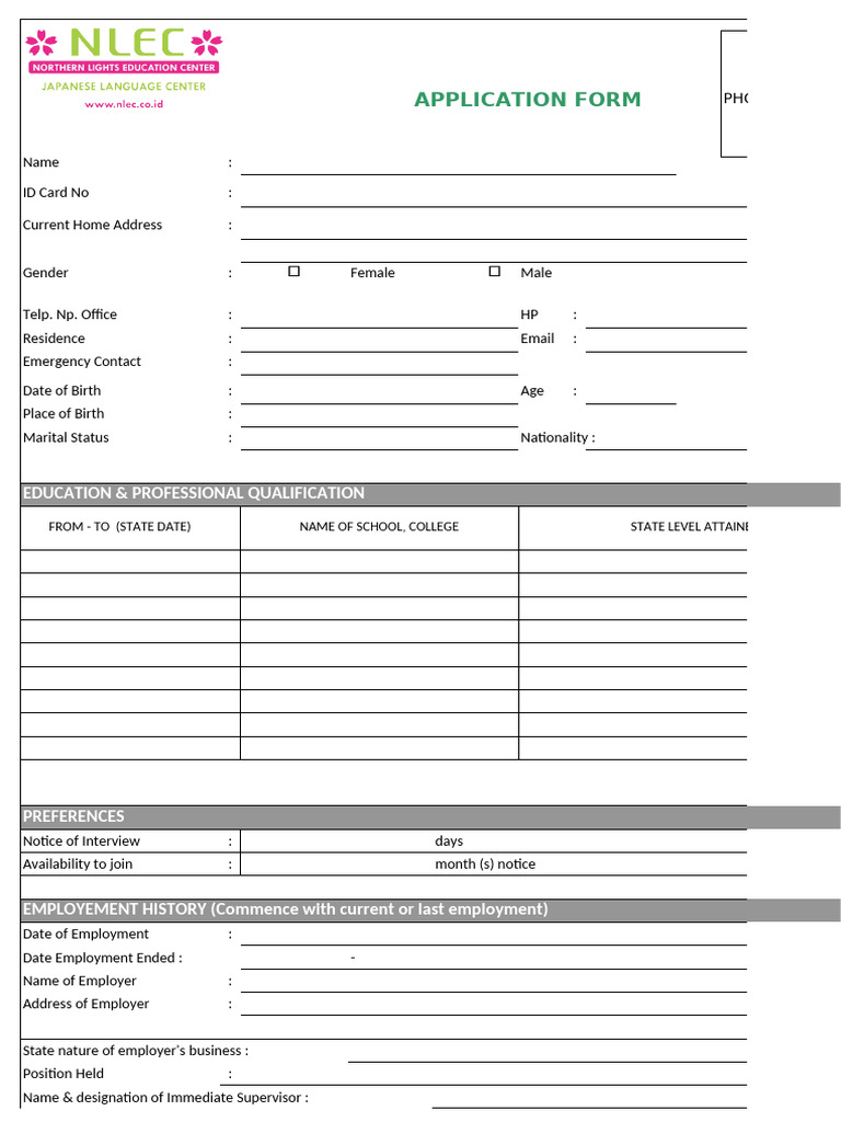 Job Application Form Template | PDF | Employment