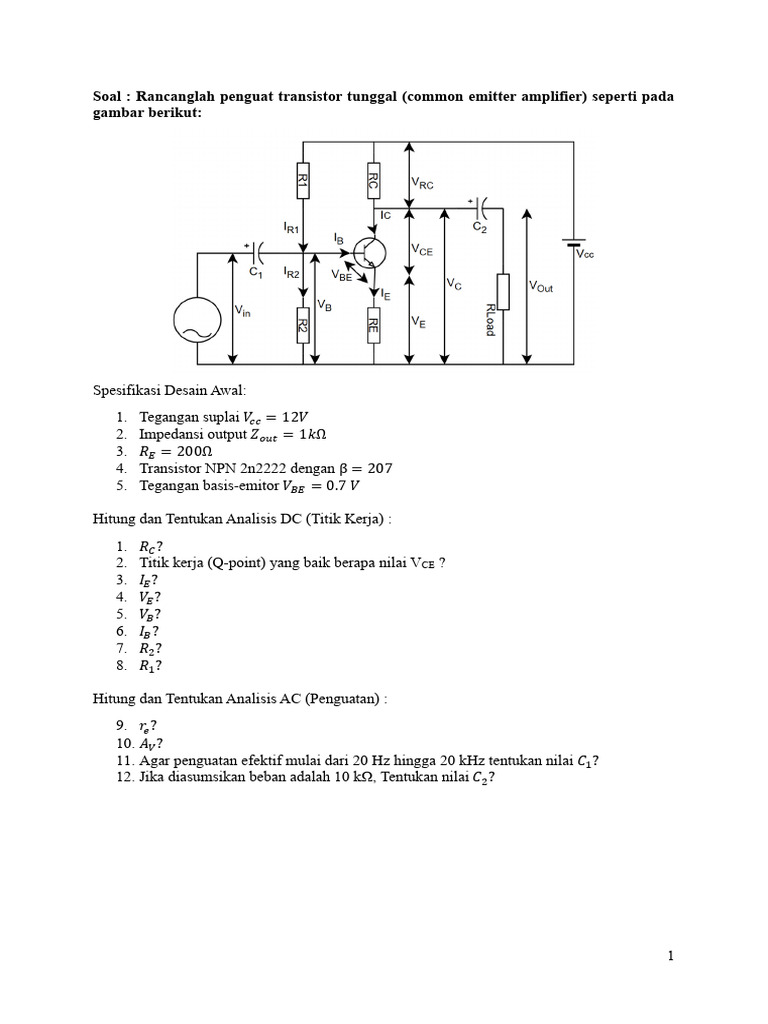 Desain Penguat Transistor NPN 2N2222 | PDF