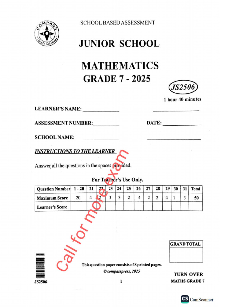 g7 Comapss 006 Maths | PDF