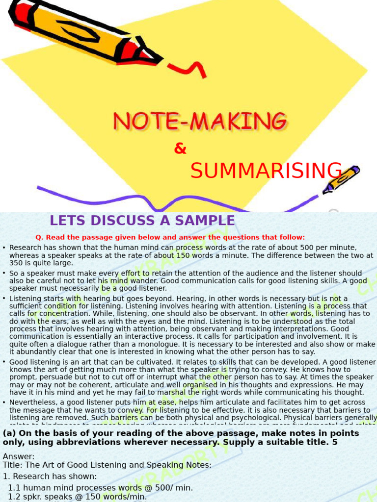 Note Making & Summarising | PDF | Attention | Communication