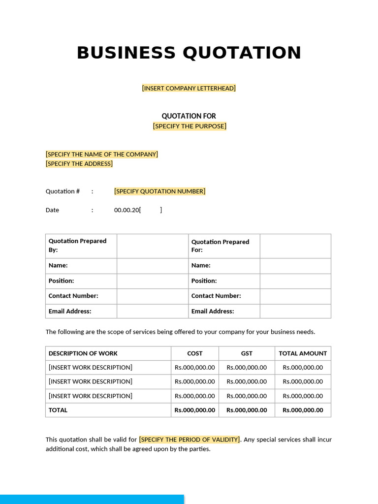 Business Quotation Template | PDF
