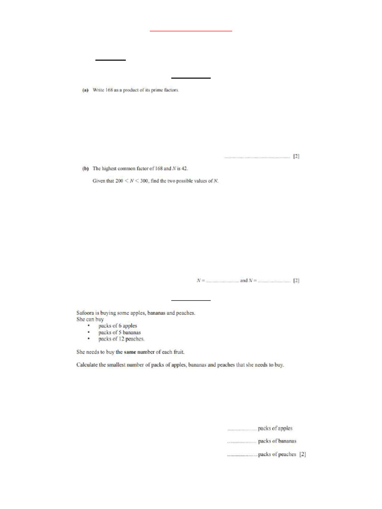 HCF, LCM & Prime Factorization WS-1 | PDF