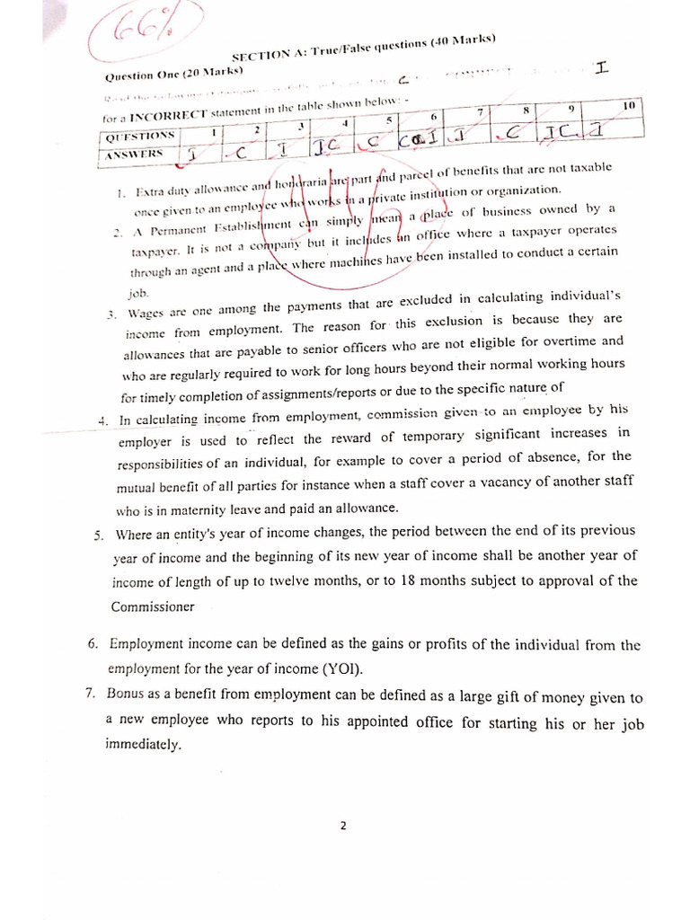 Income Taxation Past Paper 1 | PDF