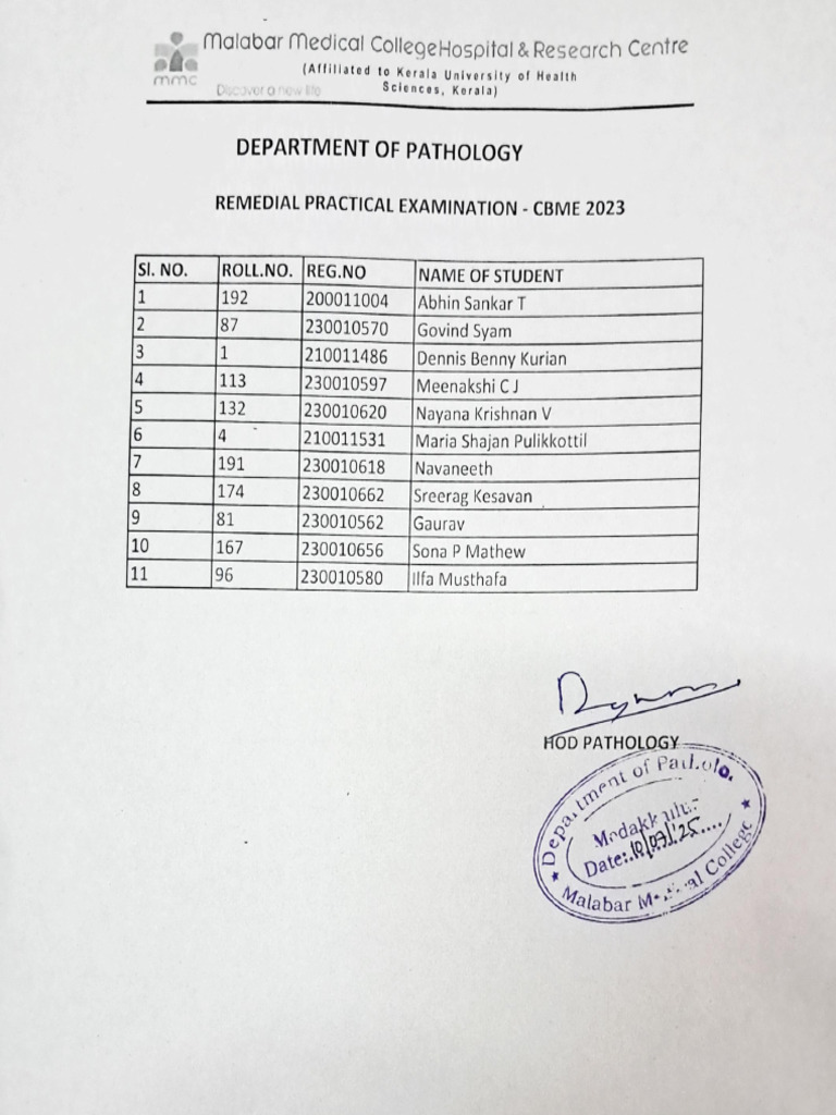 Cbme'23 Remedial Practical Examination | PDF