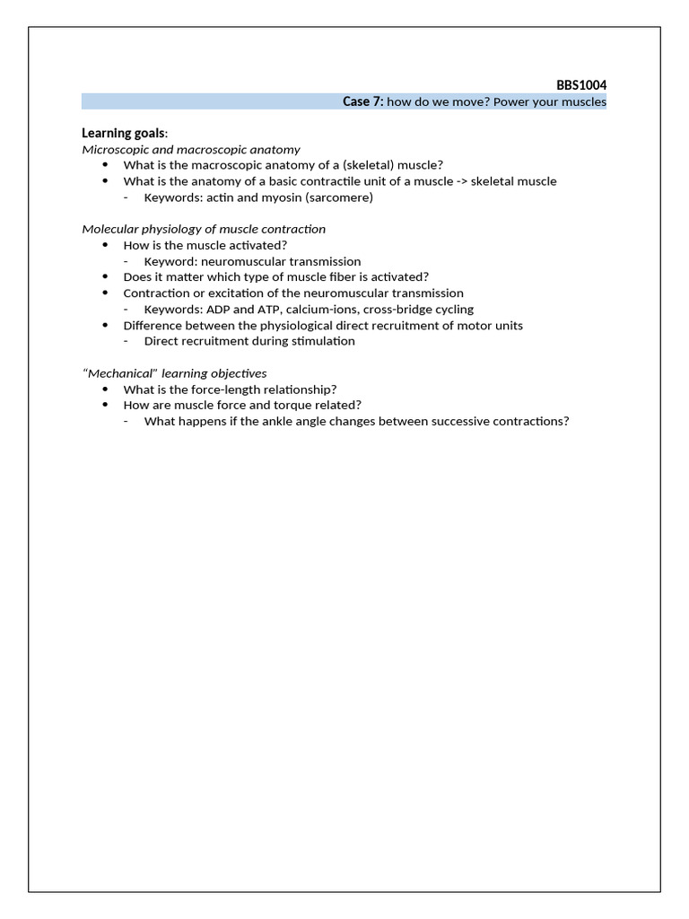 BBS1004 Case 7 How Do We Move Power Your Muscles | PDF | Muscle ...