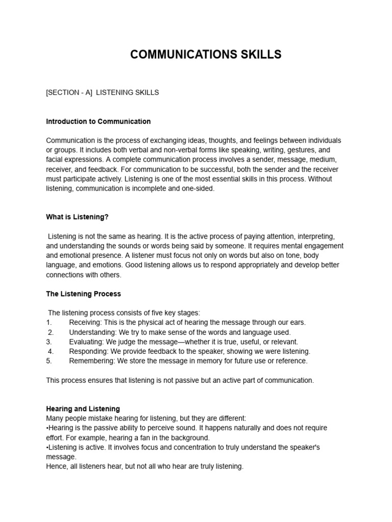 Communication Skills Notes | PDF | Stress (Linguistics) | English Language