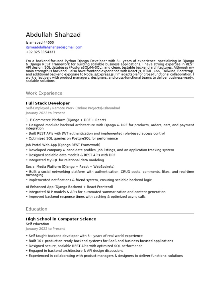 Resume For Abdellah El Abbous | PDF | Postgre Sql | Software Engineering