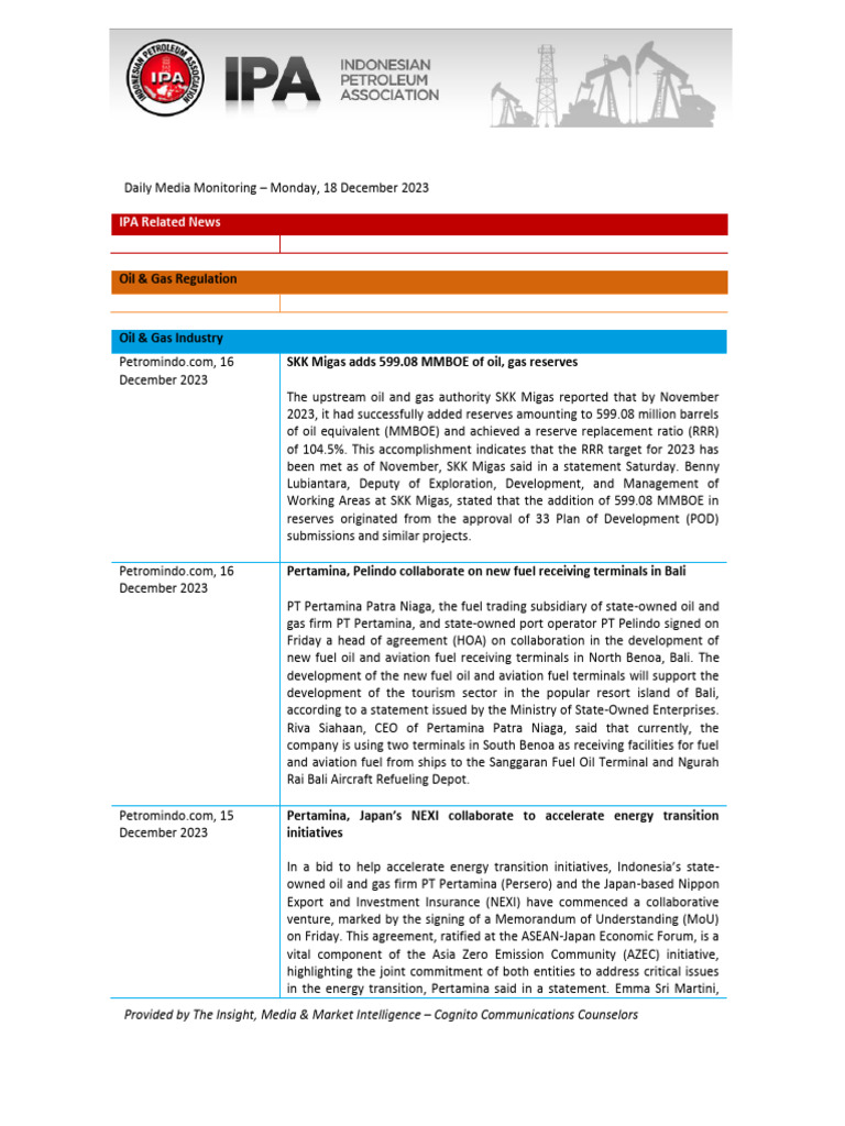 IPA DailyMonitoring 18122023 | PDF | Carbon Capture And Storage ...