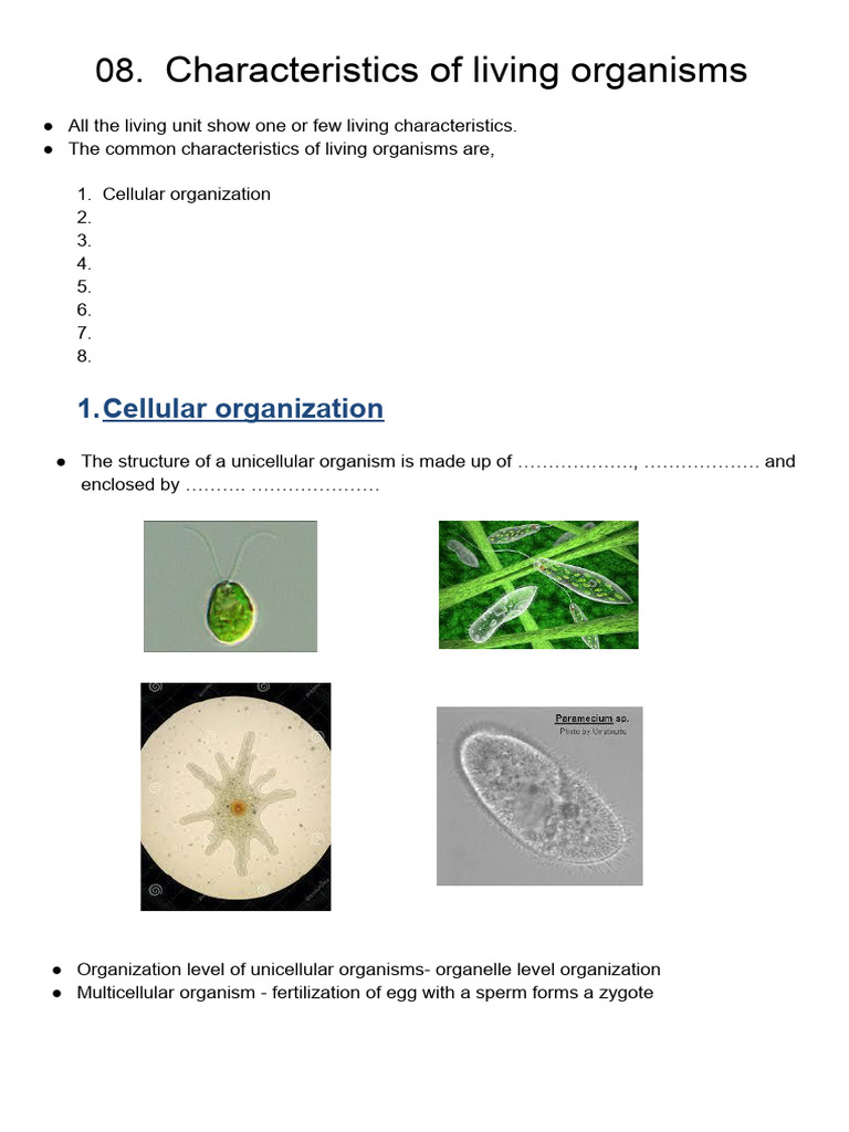 Unit 08 Characteristics of Living Organisms | PDF | Virus | Stimulus ...