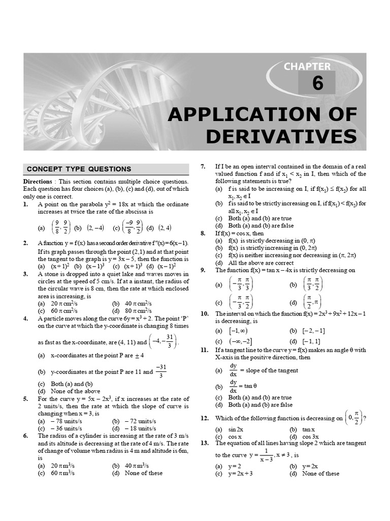 Derivatives Concept Questions Guide | PDF | Analytic Geometry ...