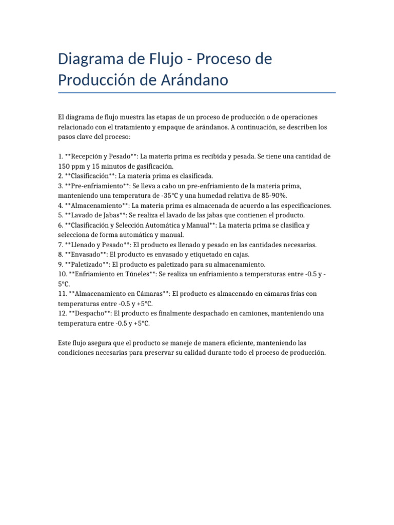 Diagrama Flujo Arandano | PDF