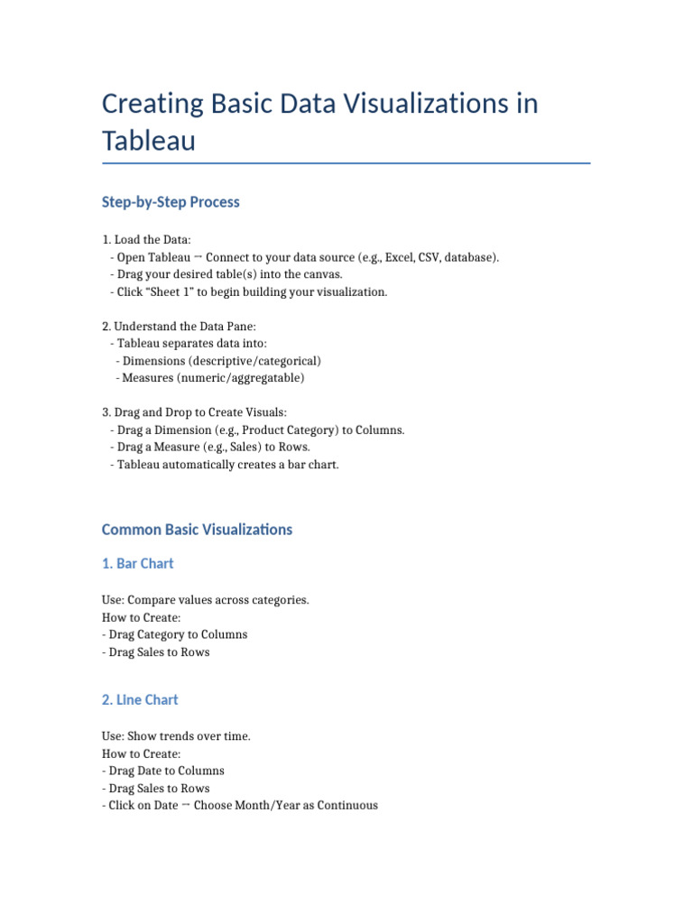 Basic Data Visualizations in Tableau | PDF
