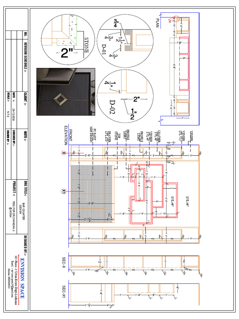 Bar Counter Design Working Drawings | PDF