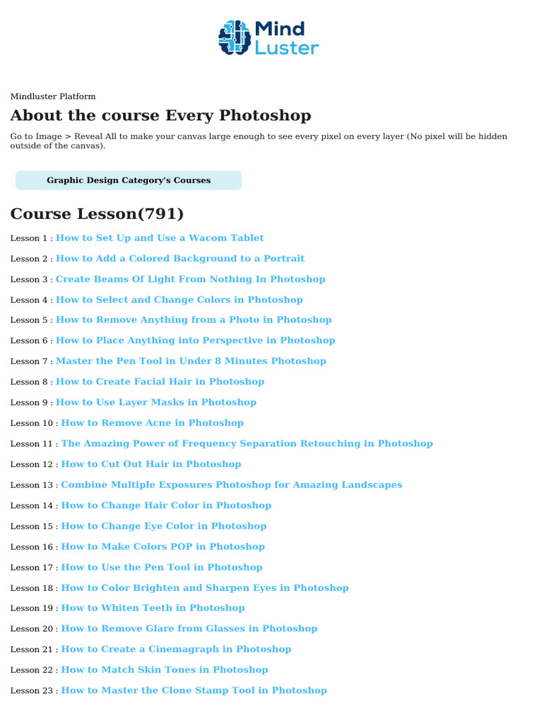 Comprehensive Photoshop Course Lessons | PDF | Adobe Photoshop | Imaging