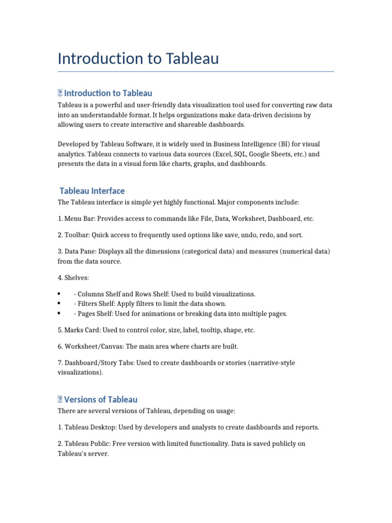 Introduction To Tableau | PDF | Data | Information Science