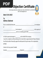 No Objection Certificate Format | PDF