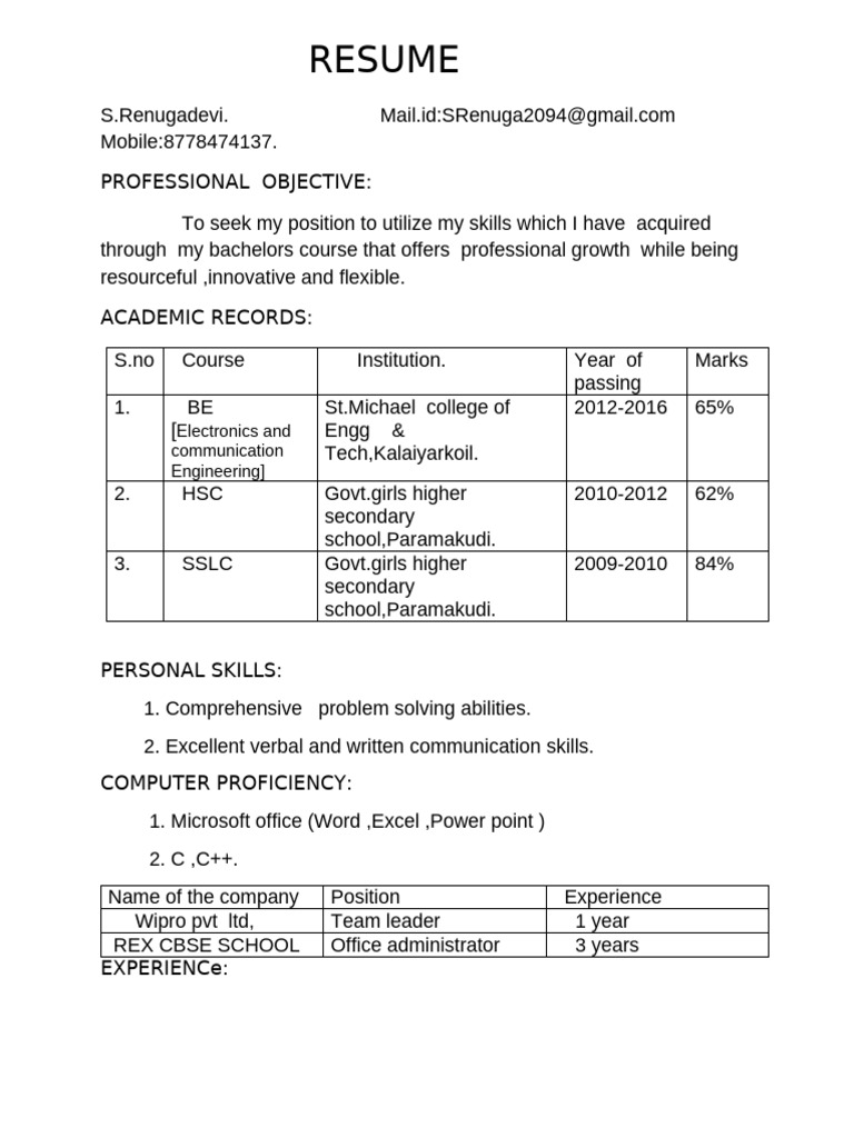 Resume: Professional Objective | PDF