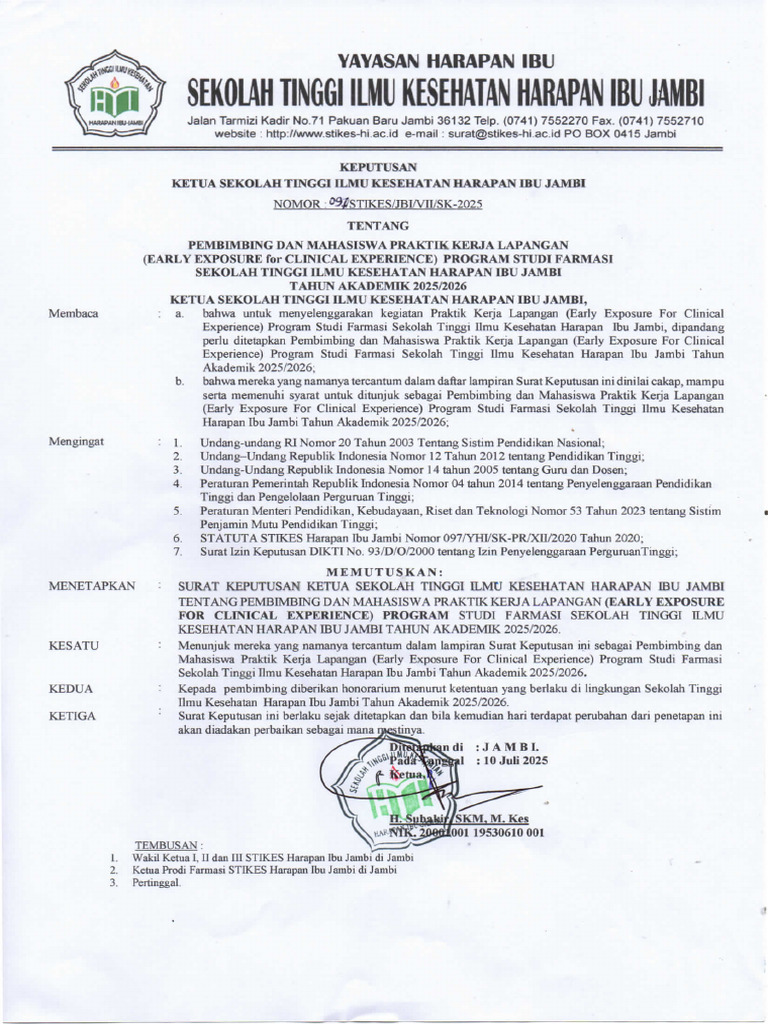 SK Pembimbing PKL T.A 2025.2026 | PDF