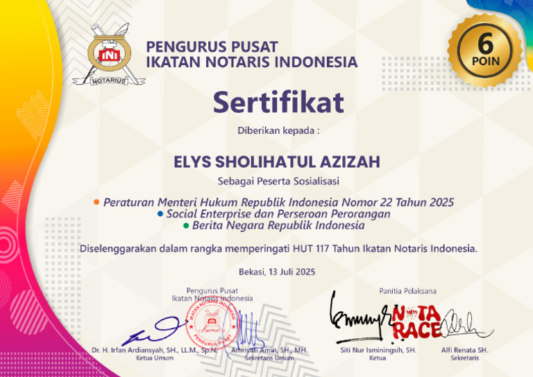 Sertifikat - Elys Sholihatul Azizah | PDF