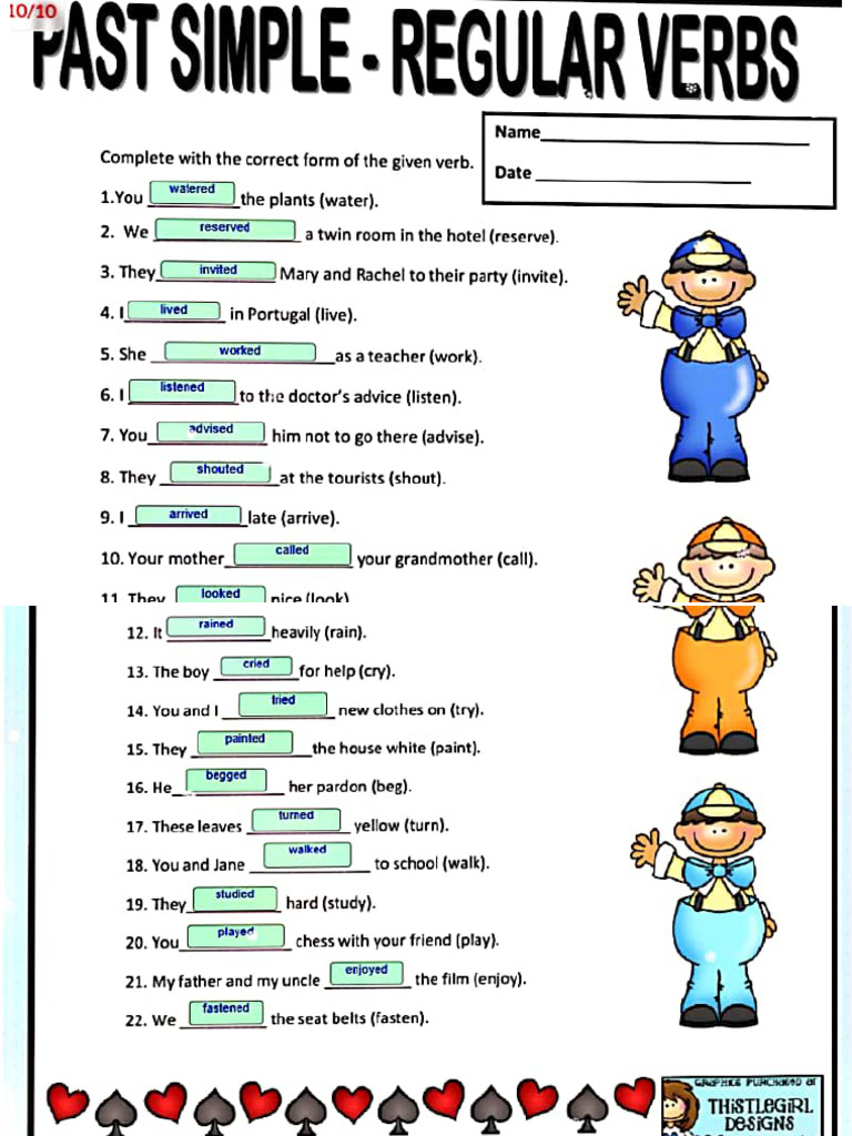 Grammar Simple Past Regular Verbs | PDF