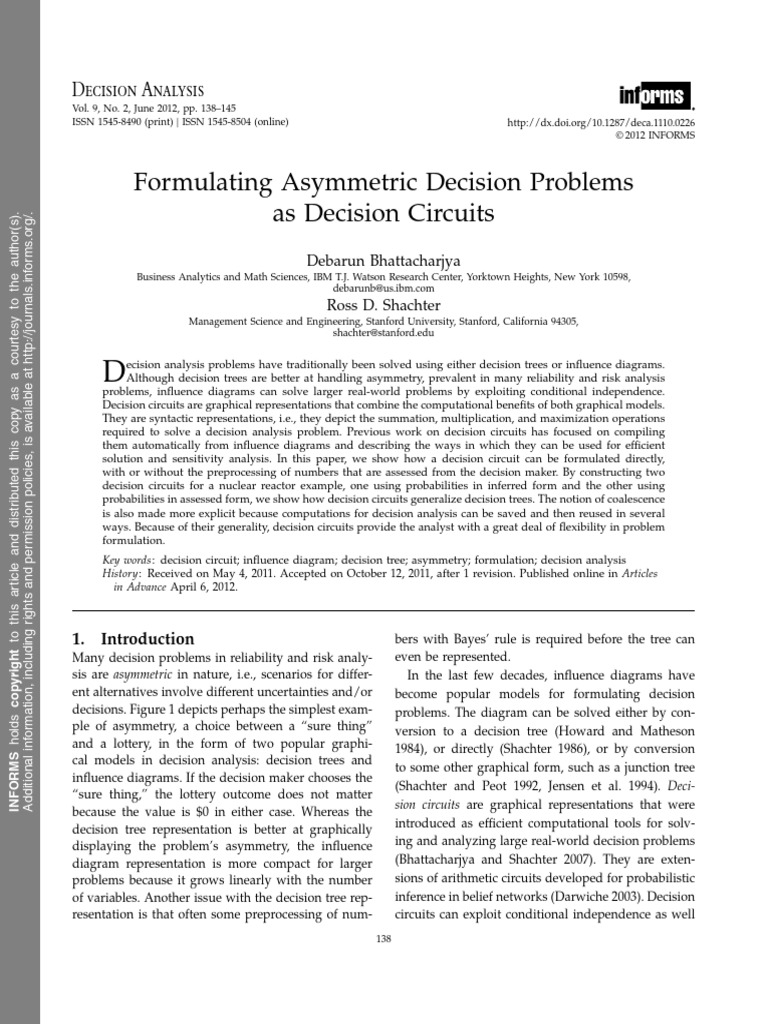 Formulating Asymmetric Decision Problems | PDF | Sensitivity Analysis ...