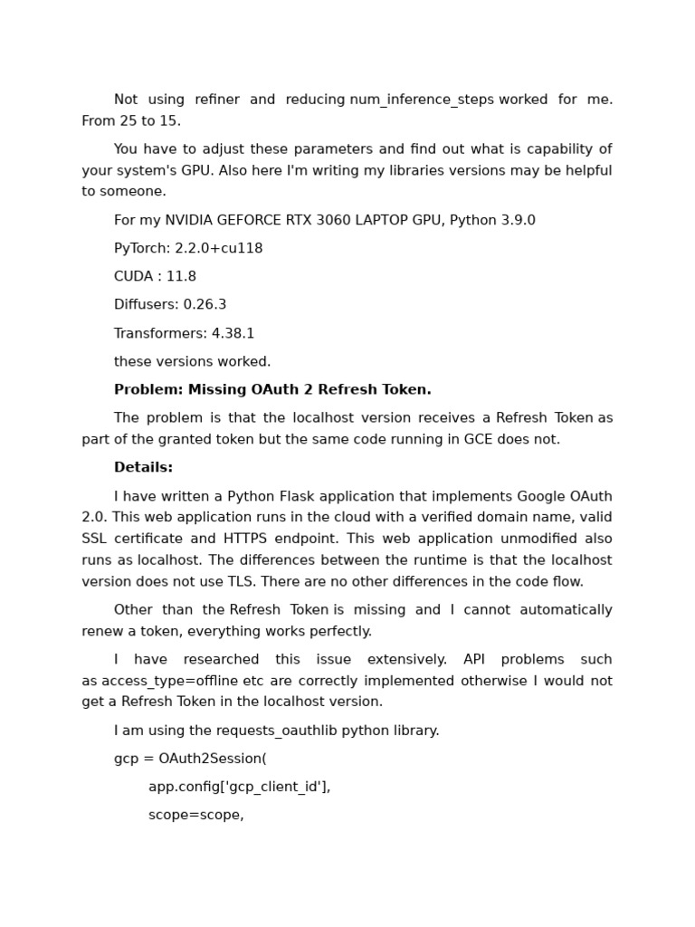 Fixing Missing OAuth 2 Refresh Token Issue | PDF