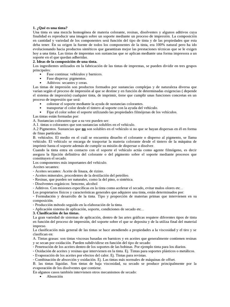 Composición y Tipos de Tintas de Impresión | PDF | Tinta | Color