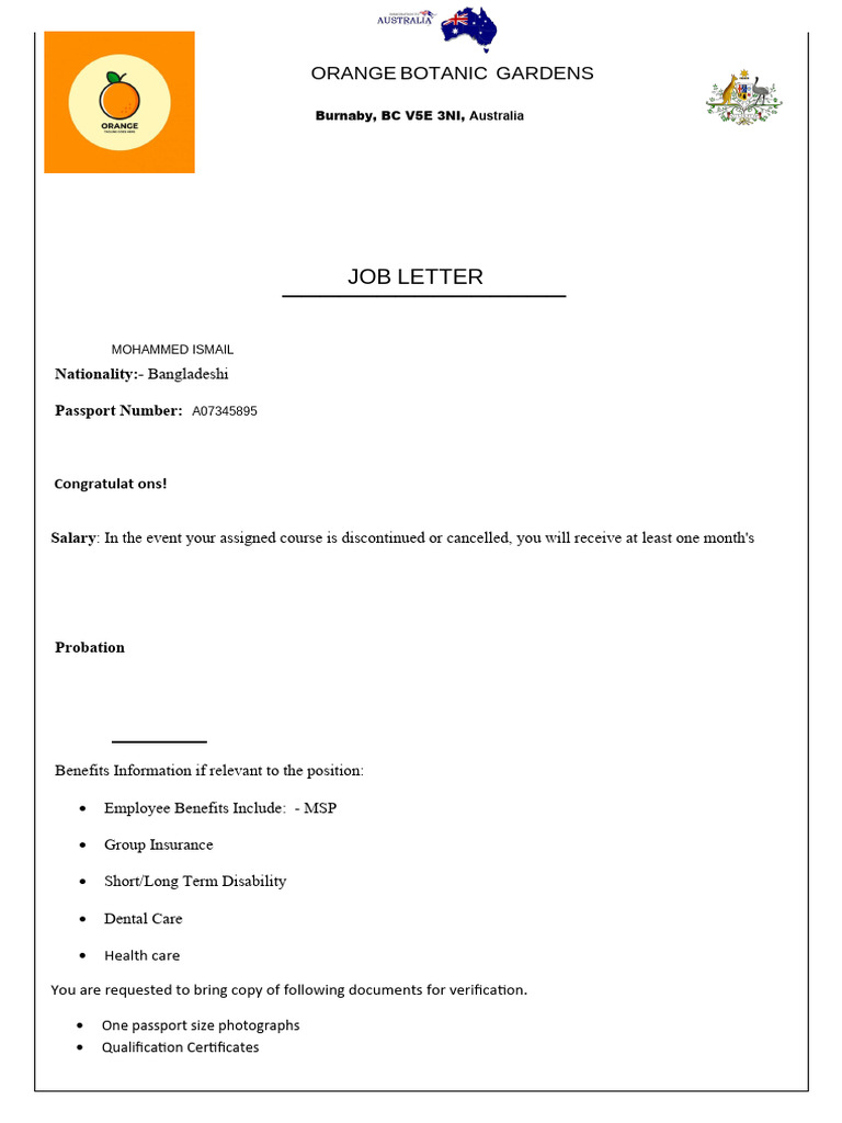 Food Packaging Job Offer for Ismail | PDF | Employment | Business