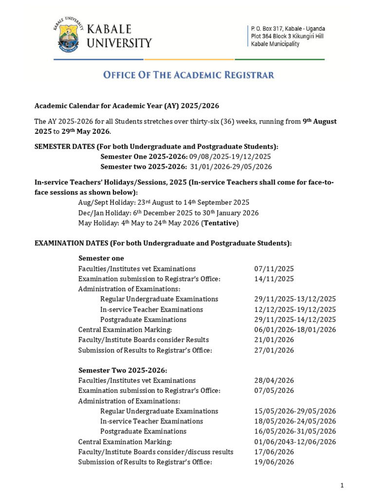 Academic Calendar AY 2025/2026 | PDF | Academic Term | Thesis
