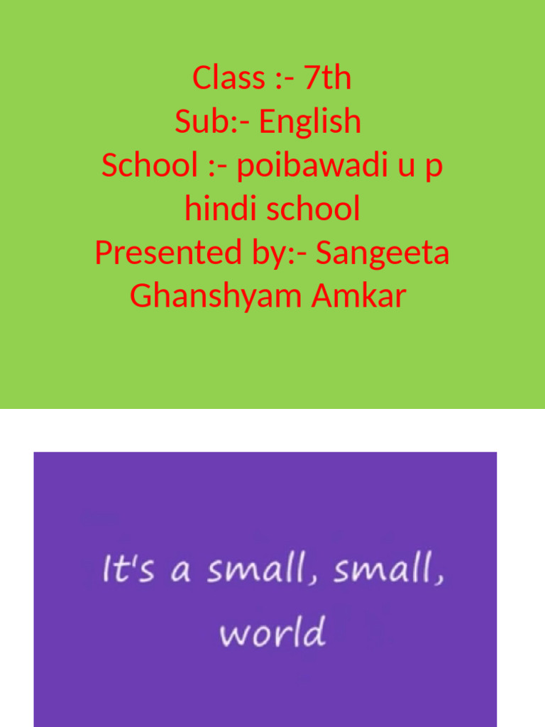 Presentation 7th Its A Small World Poem | PDF