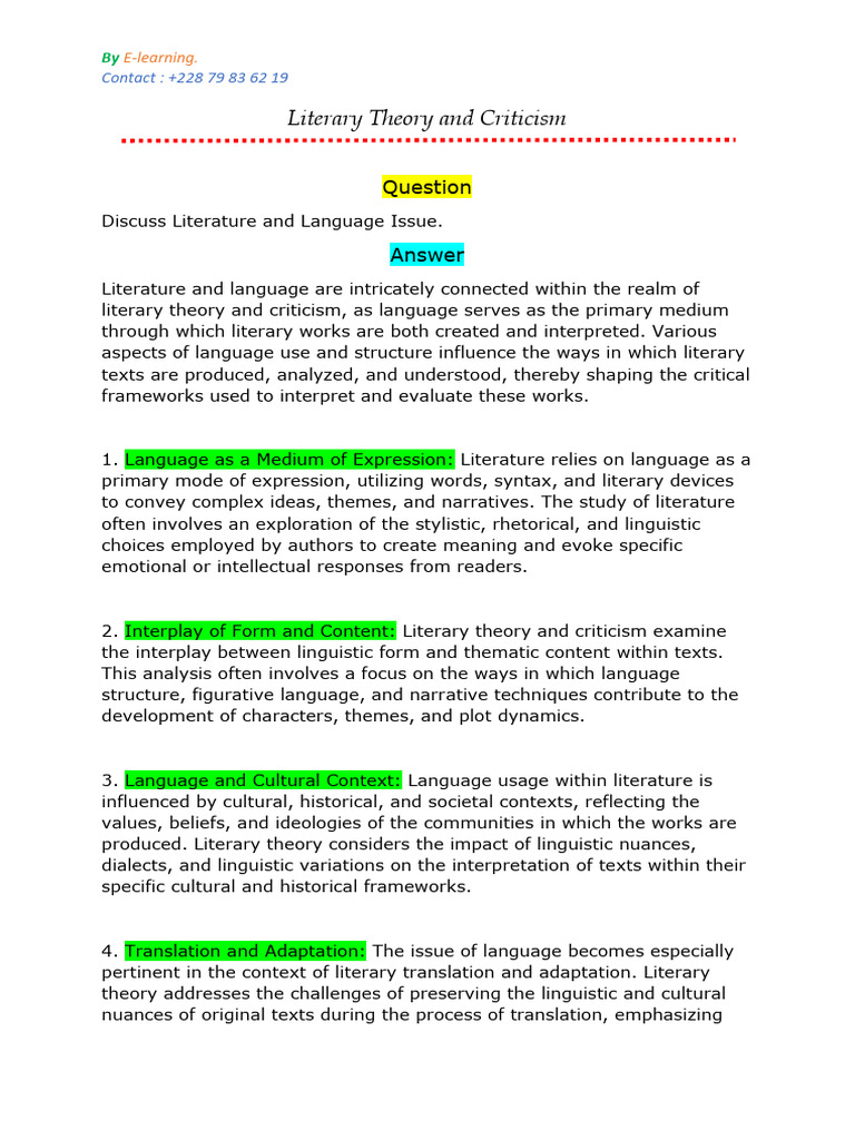Literary Theory and Criticism | PDF | Semantics | Experience