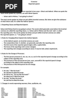 Reported Speech Class 10 Notes | PDF | Sentence (Linguistics) | Verb