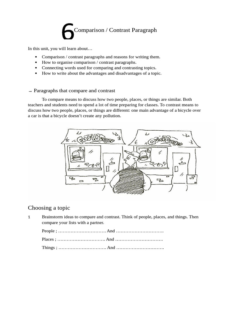Bab 6 Comparison Contrasting Paragraph | PDF | Syntax | Grammar