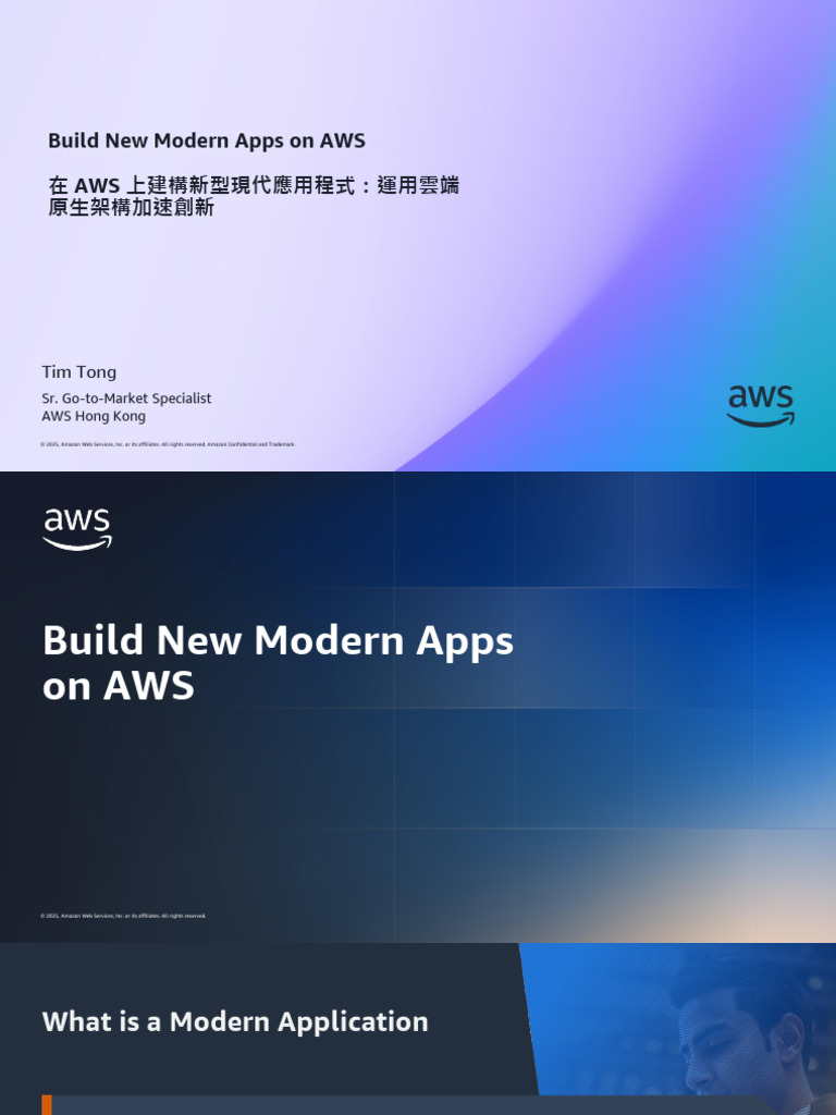 APM1 - Build New Modern Apps On AWS - Presentation - Deck | PDF | Amazon Web Services | Software