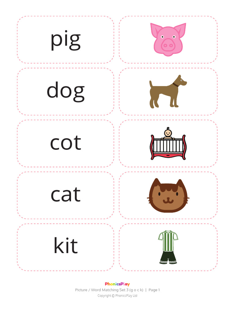 Picture/Word Matching Set 3 | PDF