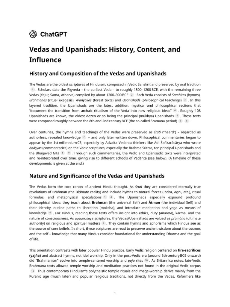 Vedas and Upanishads: History and Insights | PDF | Vedas | Upanishads