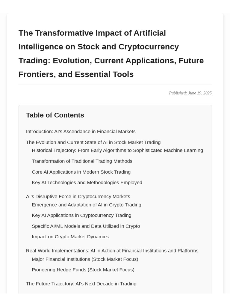 Ai Influence On Financial Markets Research | PDF | Artificial ...