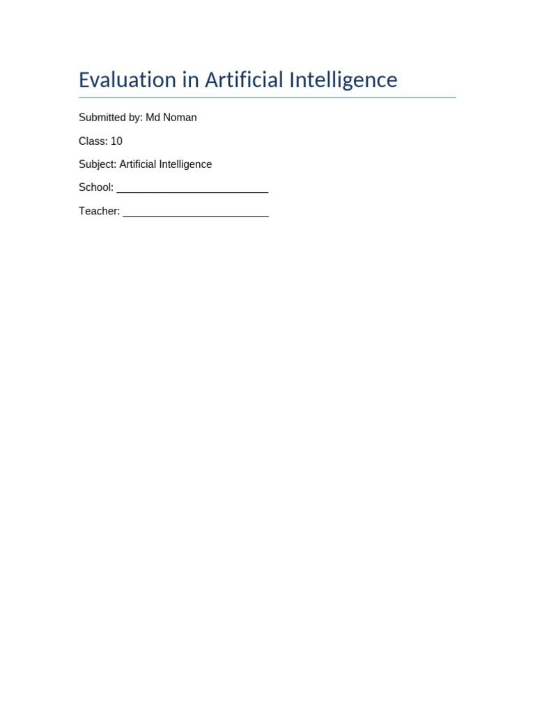 Evaluation in AI: Key Concepts and Importance | PDF | Artificial ...